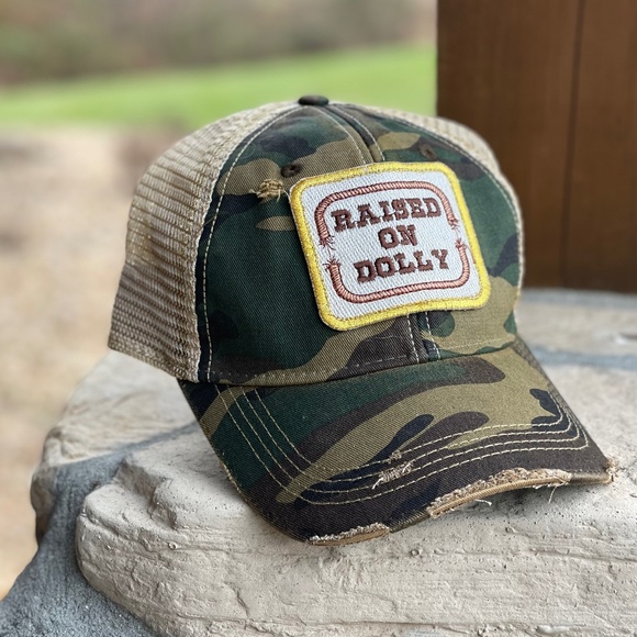 Accessories | Distressed Baseball Cap Raised On Dolly Camo | Poshmark